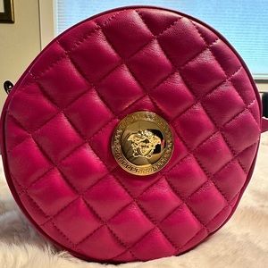 Versace | Bags | Versace Quilted Shoulder Camera Bag Hot Pink Lamb ...